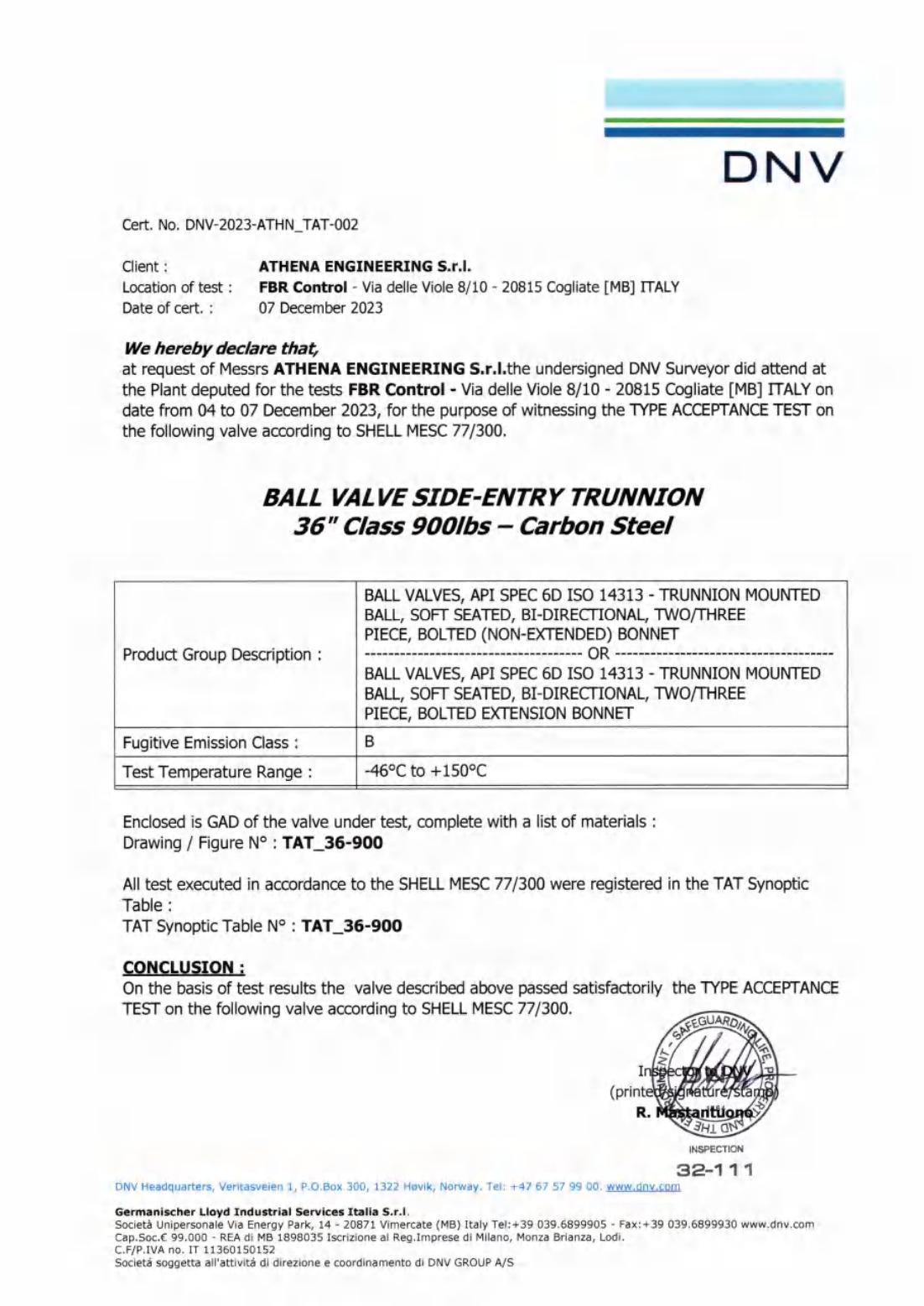 Certificate | Supply CE&ISO approved Industrial Safety Valve-Athena S.R.L
